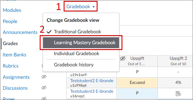 Learning Mastery Gradebook For Both Teachers And Students Kth Intranet